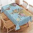 Amazon.com: Swono World Map Rectangle Tablecloth Vintage Global ...
