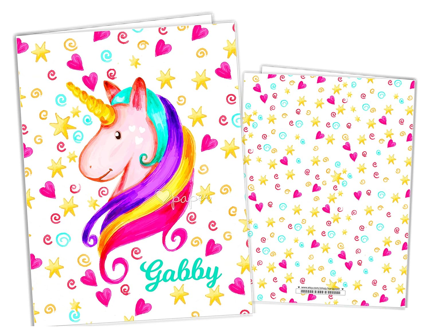 Amazon.com: Rainbow Unicorn 2 Pocket Folder Gift Name Back to School ...