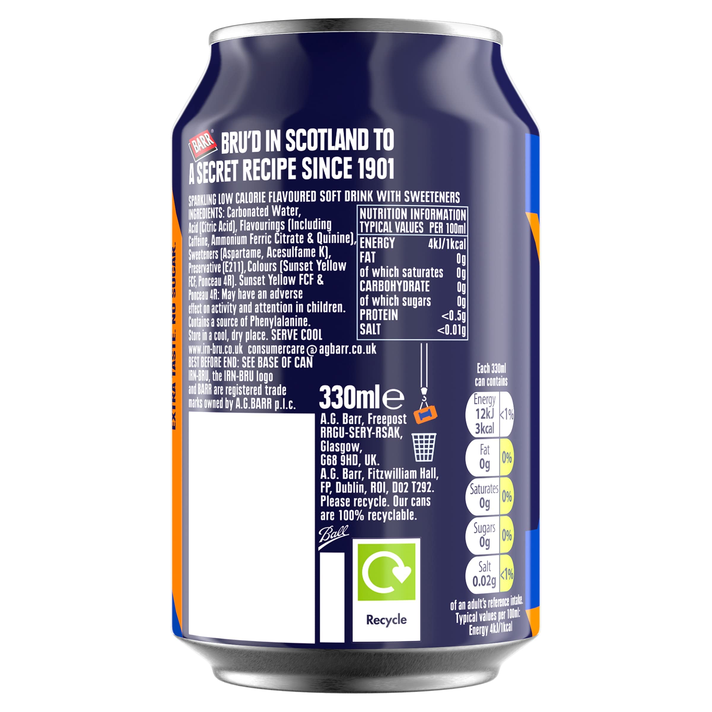 Mua IRN-BRU XTRA, 24 Pack Zero No Sugar & Low Calorie Fizzy Drinks ...