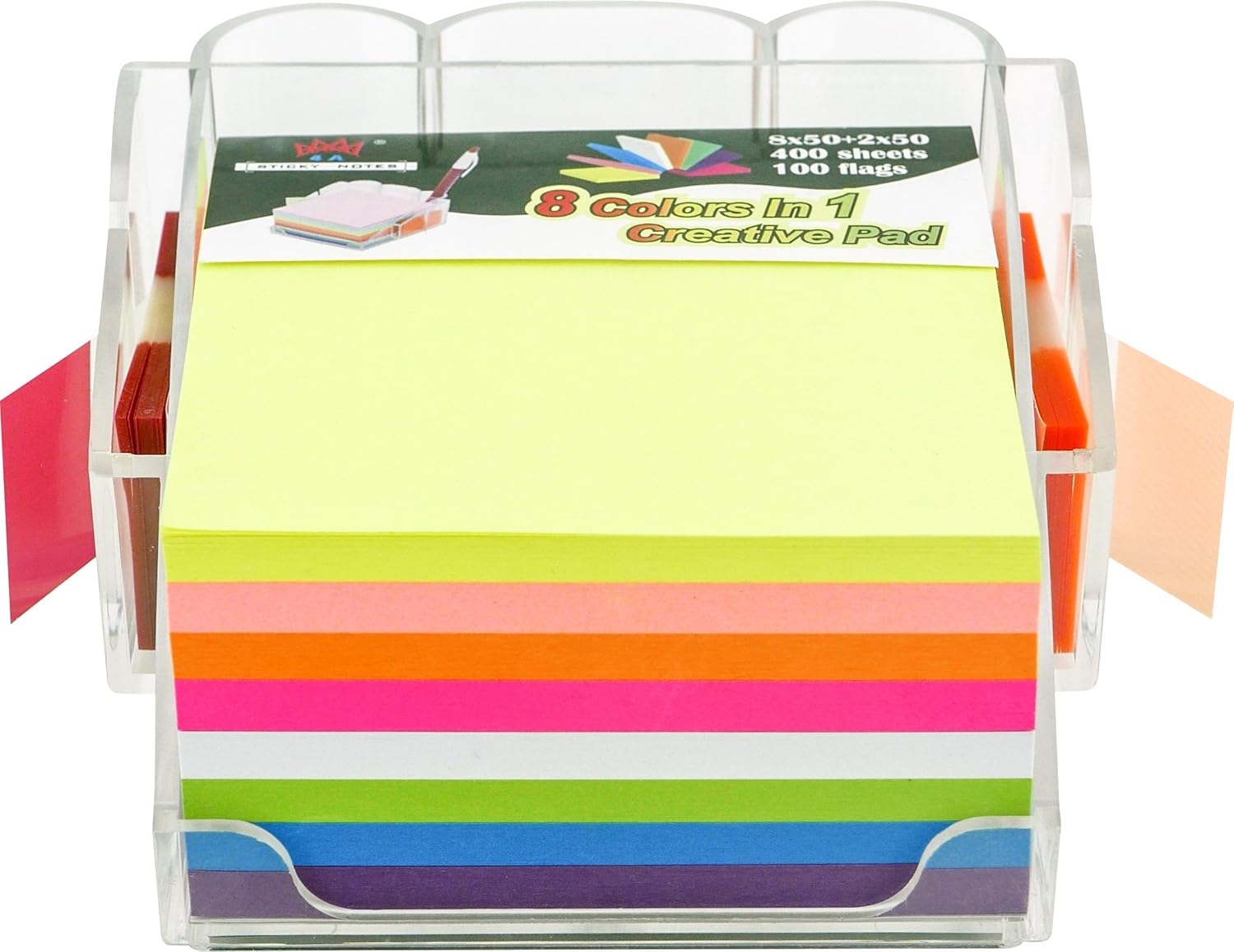 Amazon.com : 4A Sticky Note Dispenser Pen Holder Set, 8 Ultra Colors ...
