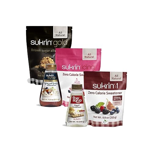 Sukrin Sweetener Kit - 5 items: Gold, Sukrin:1, Icing, Fiber Syrup Gold, Fiber Syrup Clear in ...