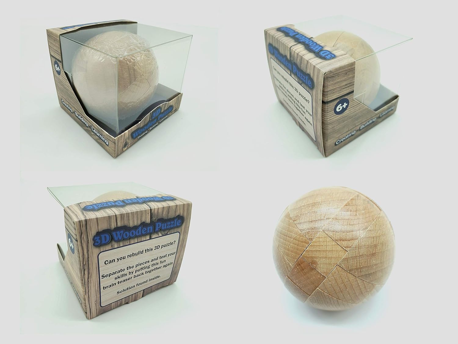 Amazon.com: LMC Products 3D Wooden Puzzle Ball - Brain Teasers for Kids ...