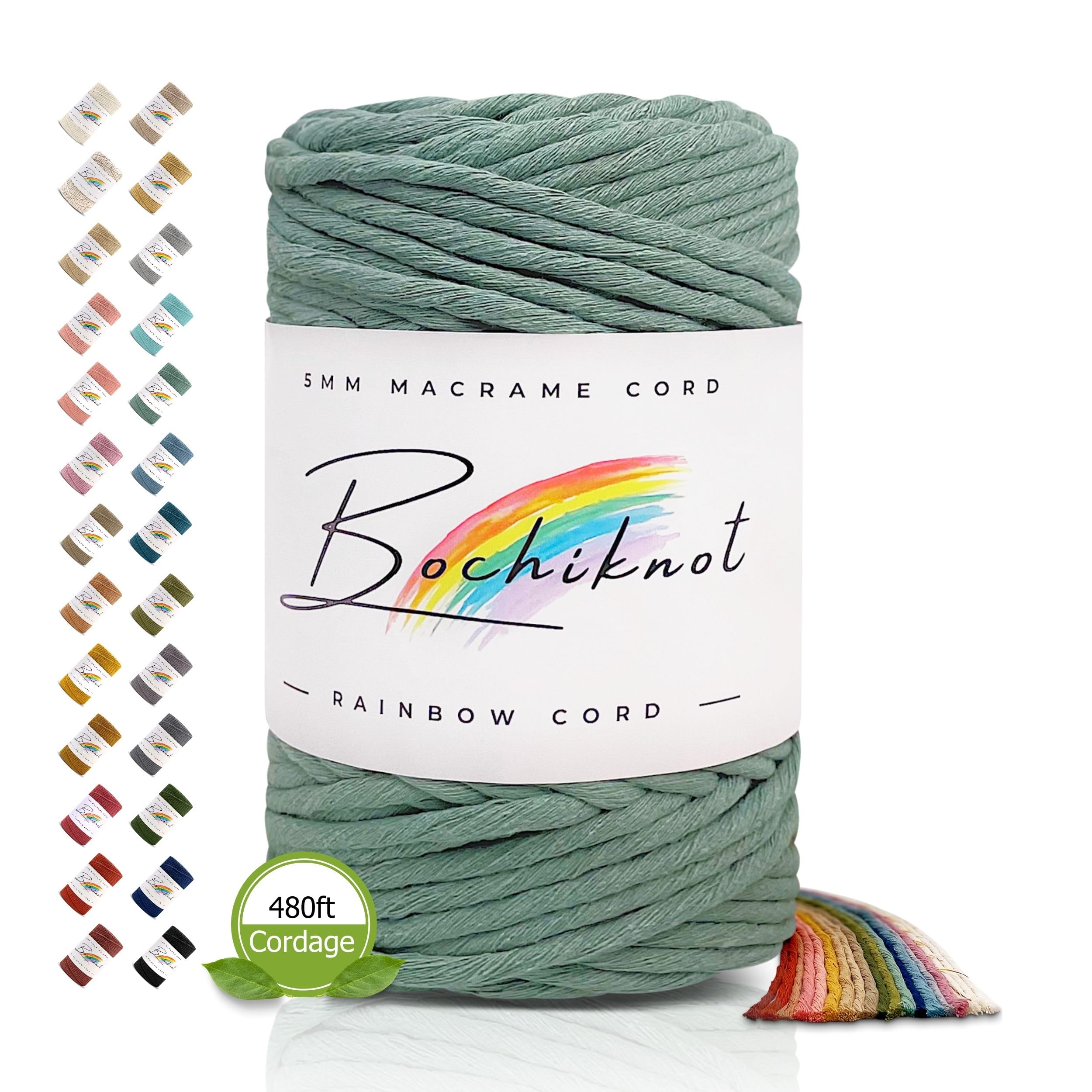 BOCHIKNOT 5mm Macrame Cord - Single Strand Macrame Cord - Cotton Cord ...