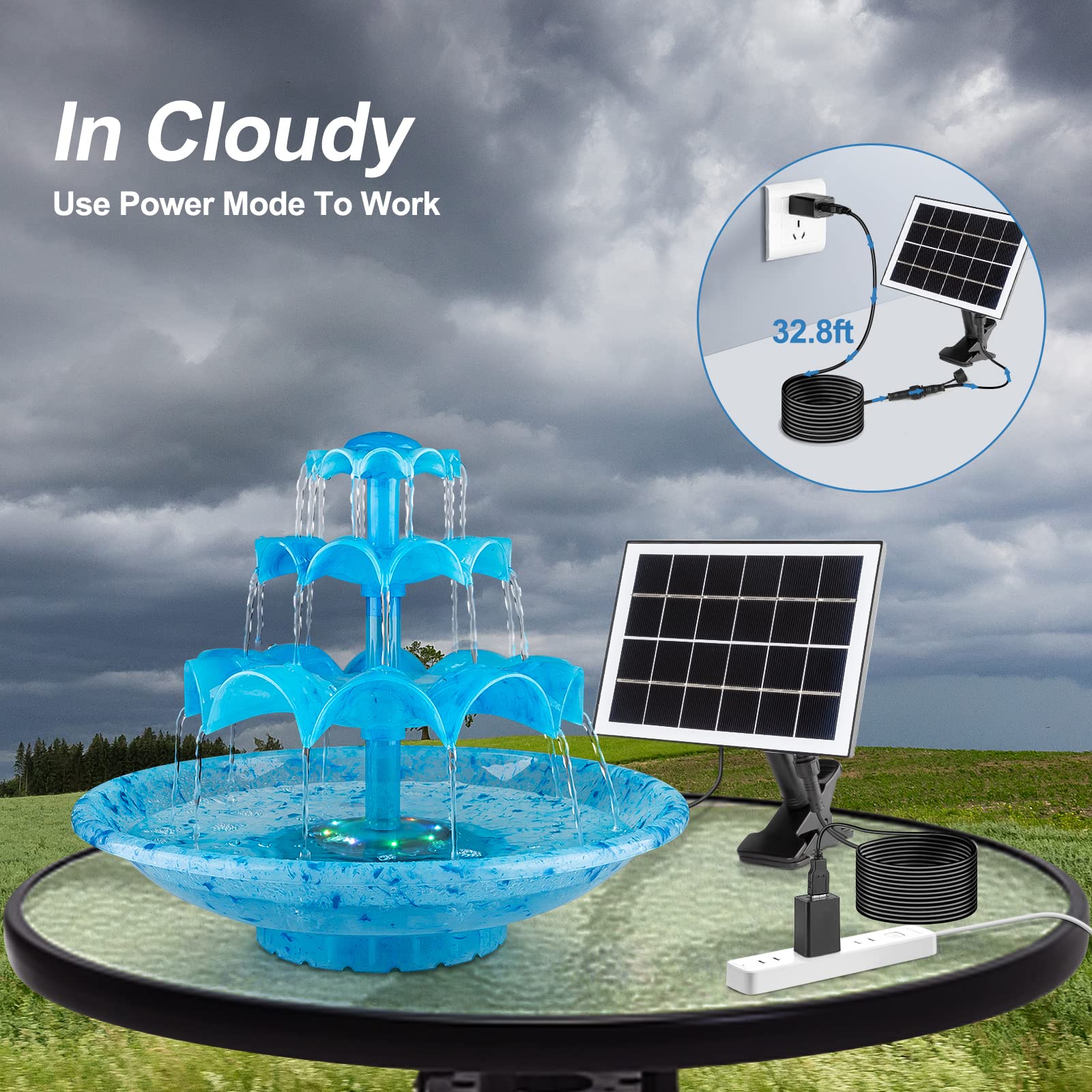 Mua Mademax 3 Tier DIY Solar Fountain with 24-Hours Working and Lights ...