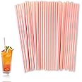 Amazon.com: Pink Straws Disposable, 100 Pcs Disposable Paper Straws ...