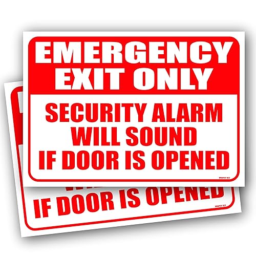 (2 Pack) Emergency Exit Only Alarm Will Sound Sign 10"x7" Emergency ...