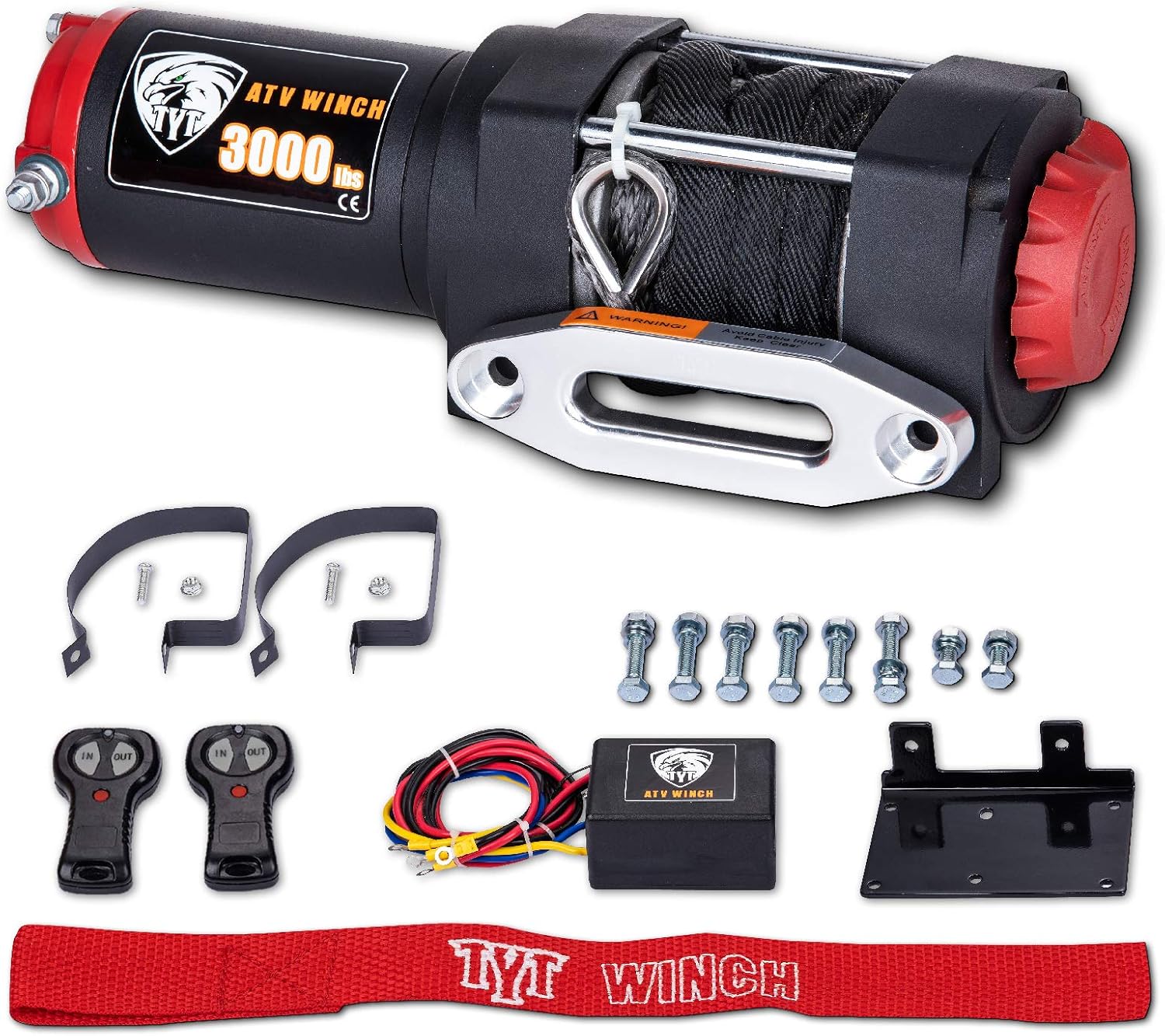 TYT New 3000 lb. ATV/UTV Electric Winch Kit, 12V Electric Winch with ...