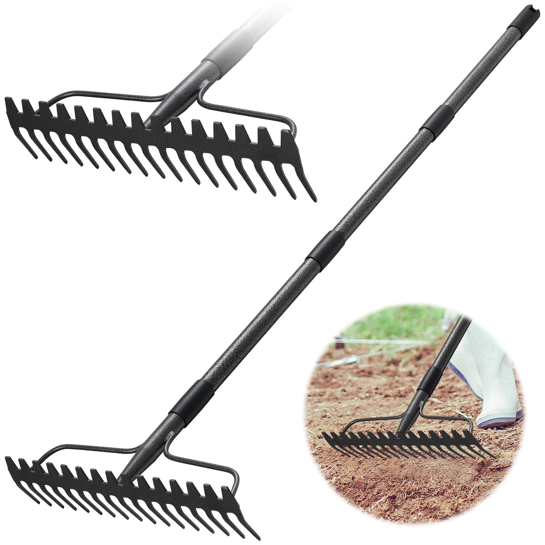 JAOTREL 36'' Bow Rake Heavy Duty Garden Rake with Stainless Steel ...