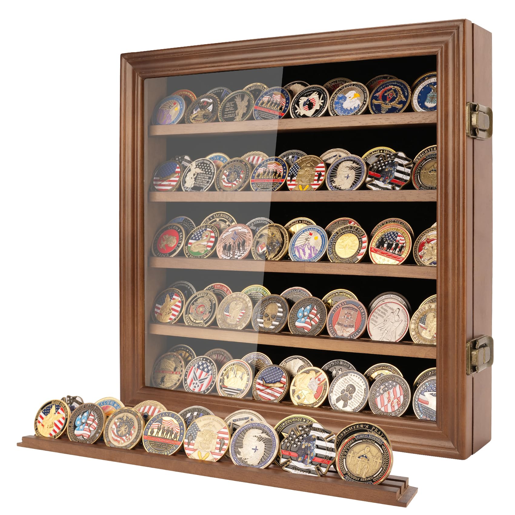 Military Challenge Coin Display Case Holder with HD Toughened Glass and ...