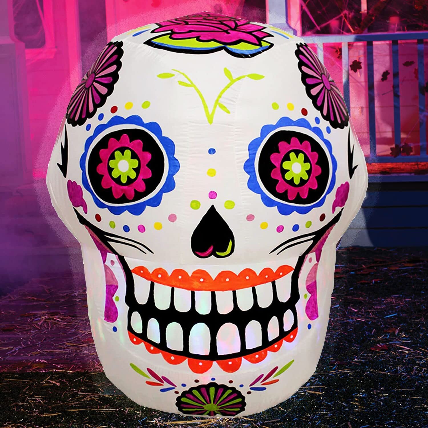 VIKIMORA 4ft Halloween Inflatable Sugar Skulls Outdoor Decoration for ...