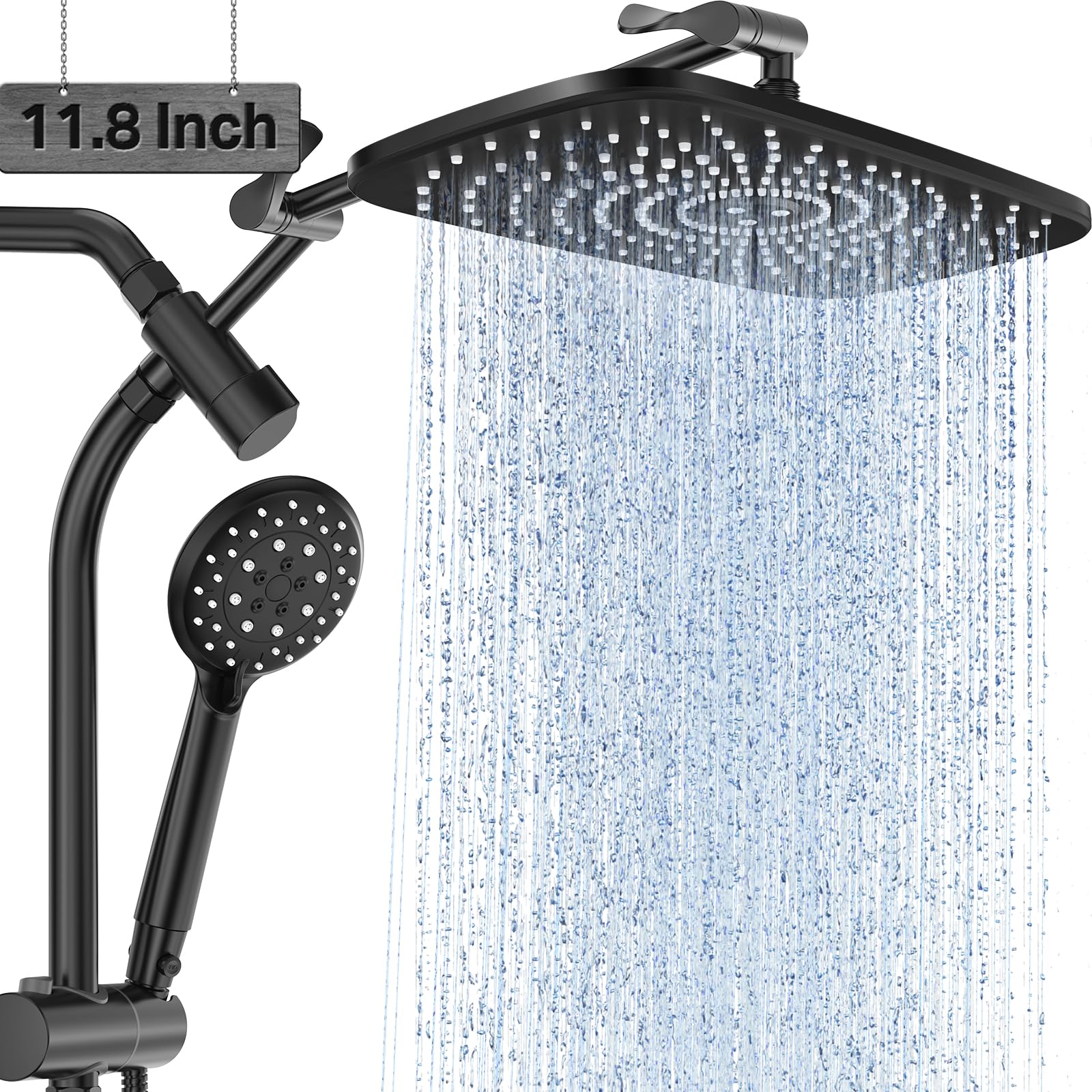 Veken 11.8 Inch Rain Shower with 6 Modes Handheld Water Spray,Upgraded ...