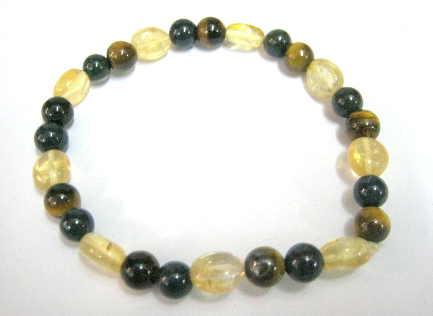 Tigers Eye Citrine Bloodstone Beaded Stretch Bracelet Men Women Gift ...
