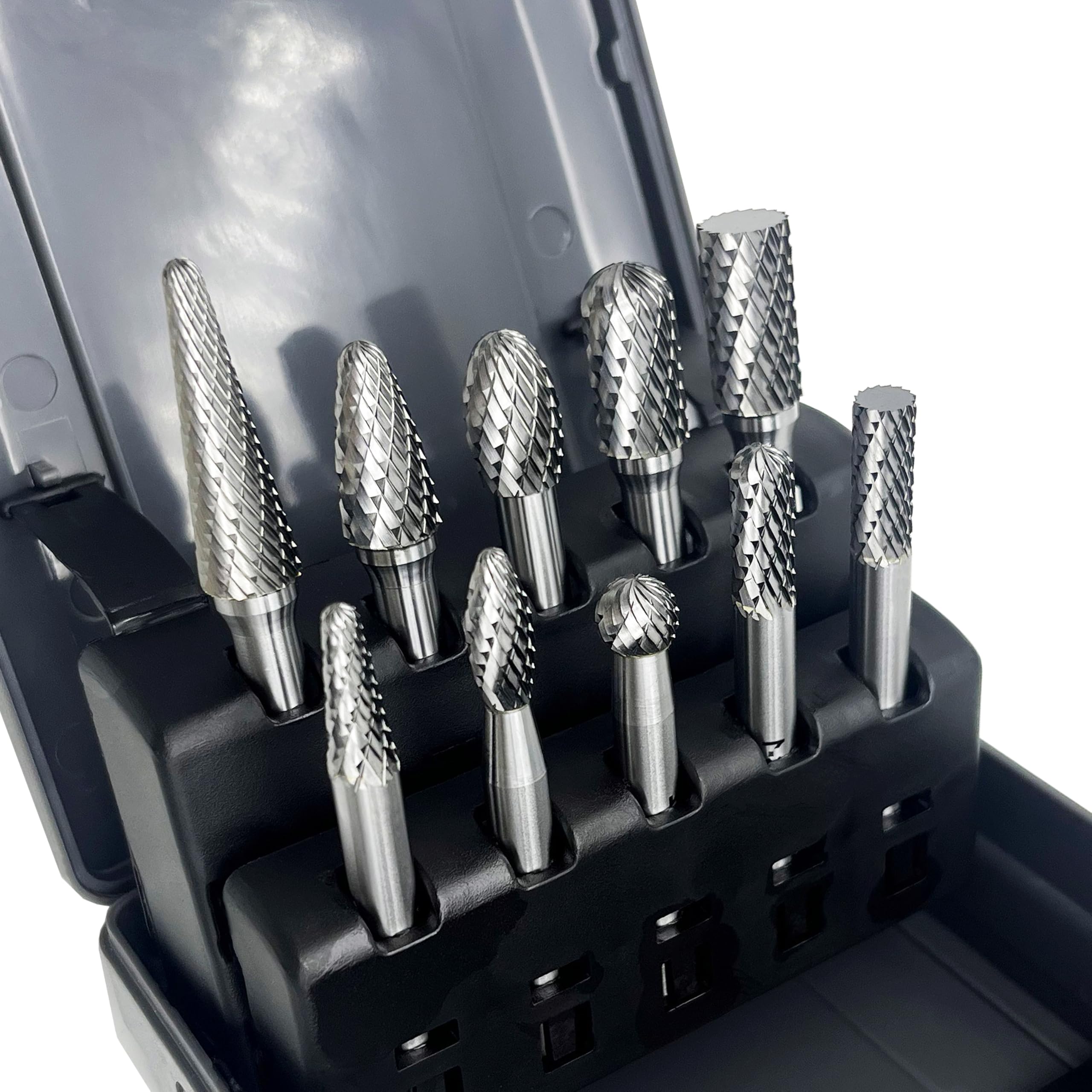 Carbide Burrs Set 10pcs, Double Cut Solid Carbide Rotary Burr Set 1/4 ...