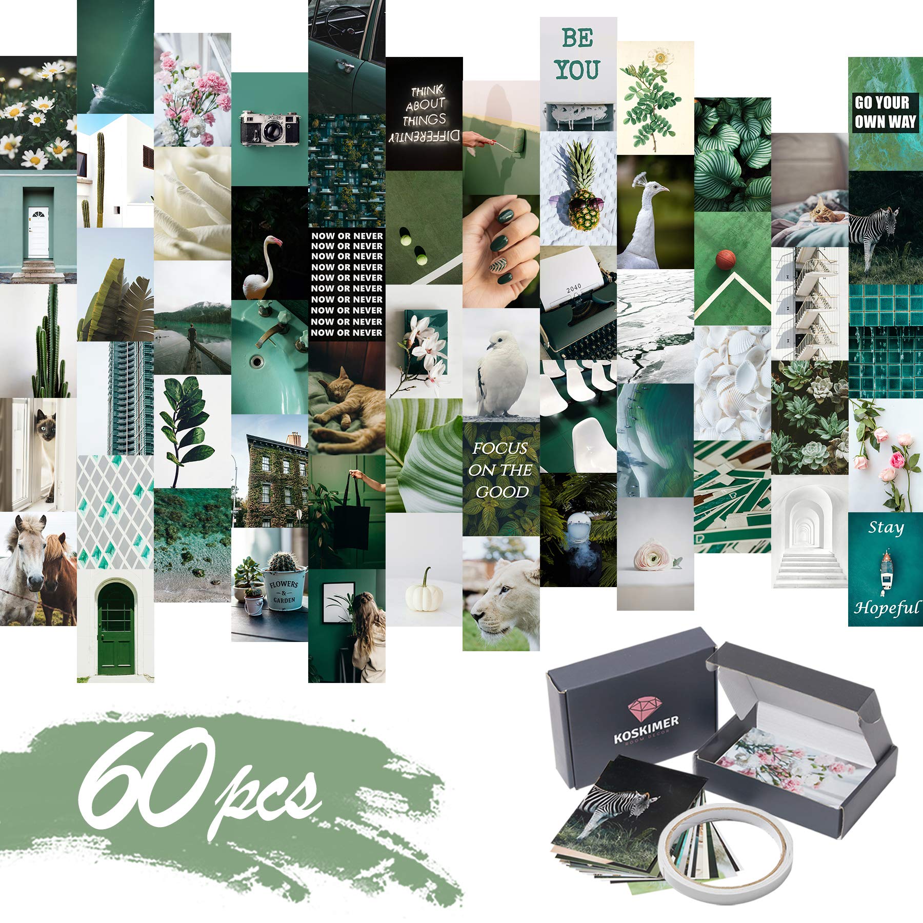 Buy KOSKIMER Saga Green Aesthetic Photo Collage Kit, 60 Set 4x6 Inch ...