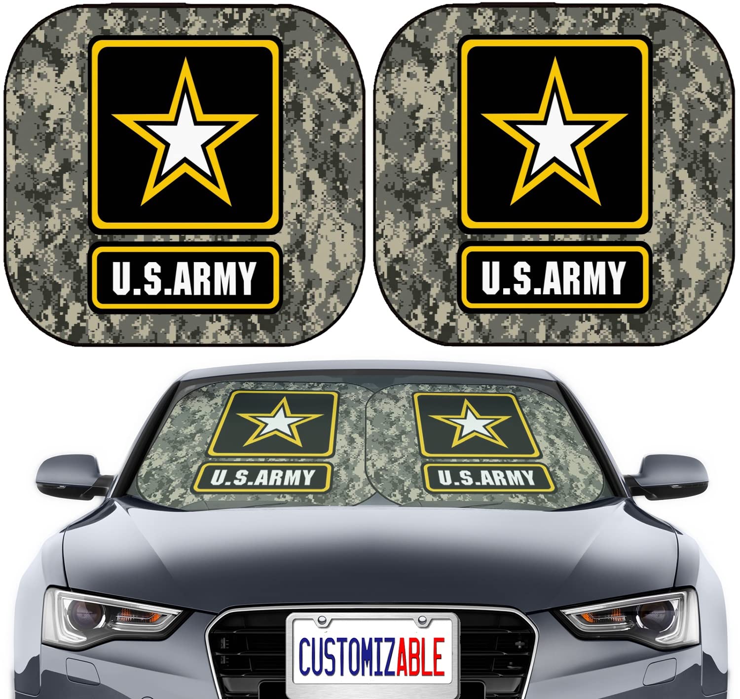 Mua Windshield Sun Shade 2pc Universal Fit Windshield Sun Shades Fits ...