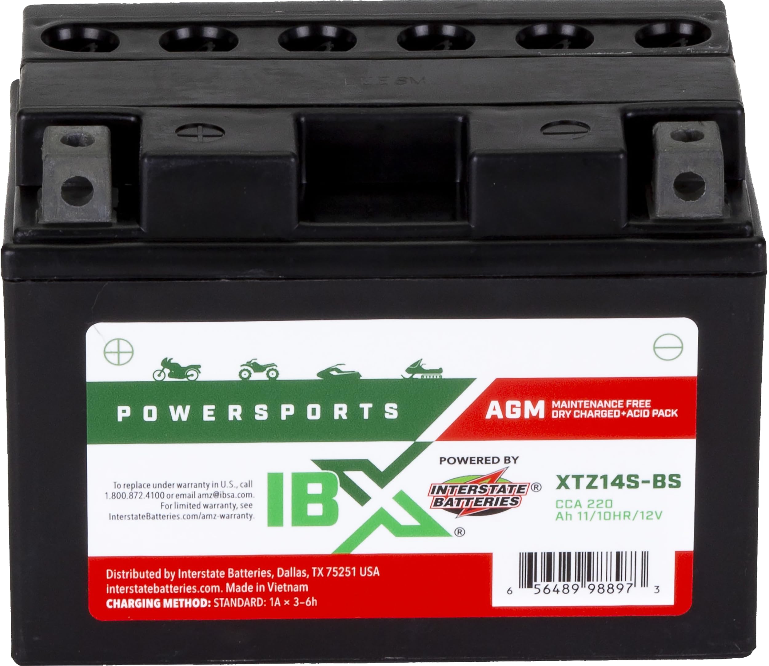 Interstate Batteries YTZ14S-BS 12V 11Ah Powersports Battery 220CCA AGM ...