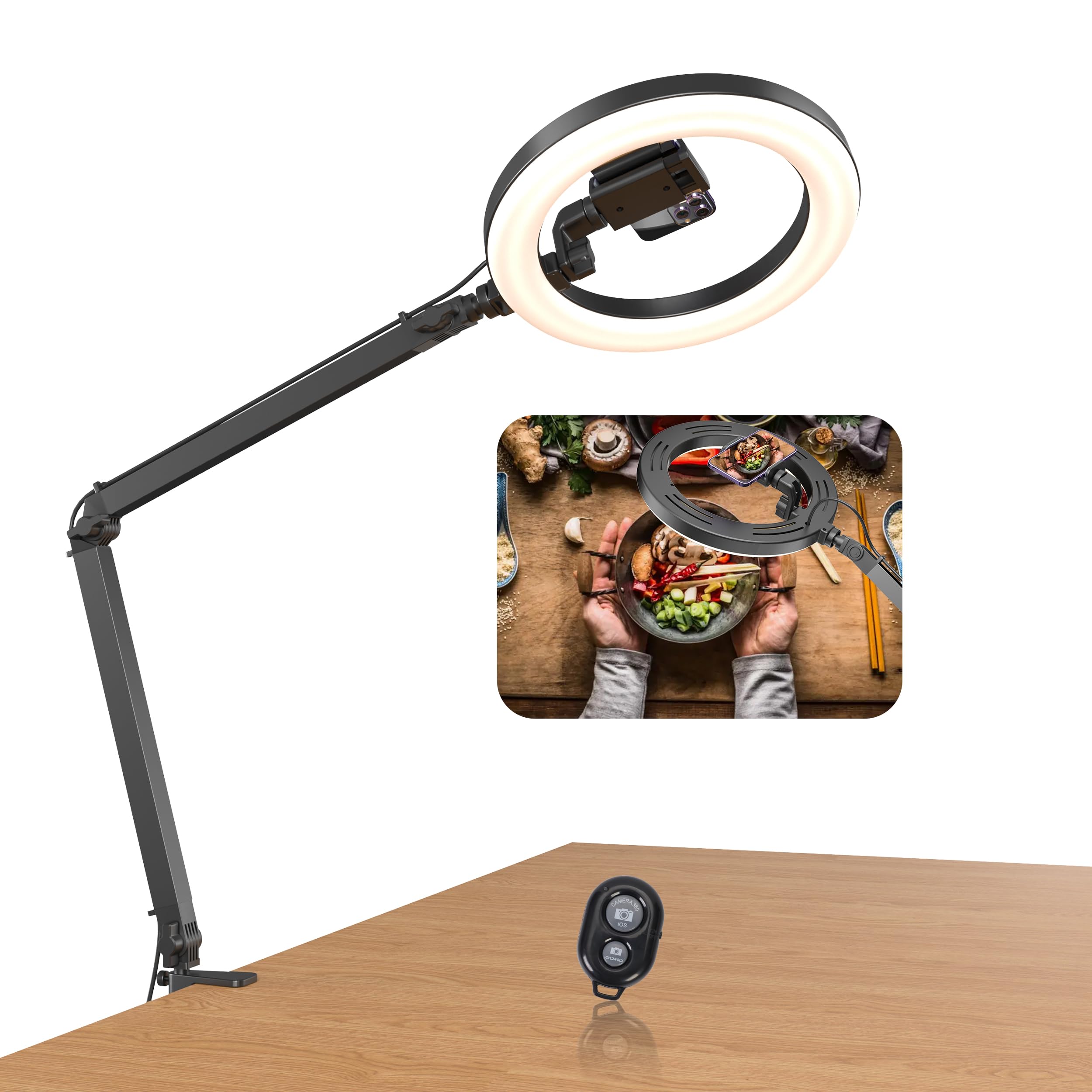 JJ JIANJIN 10 INCH RGB Ring Light,Overhead Camera Mount and Phone ...