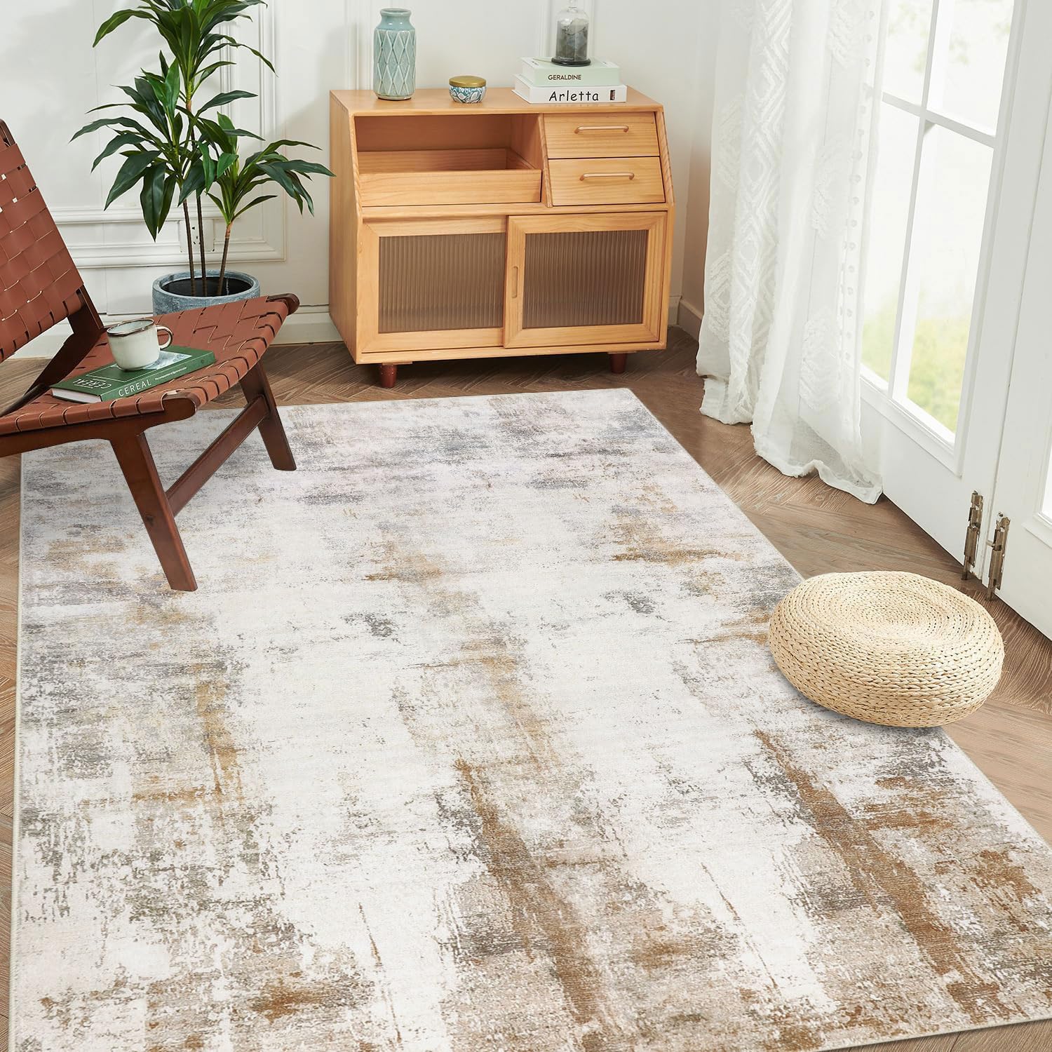 famibay Area Rug 3x5, Modern Abstract Throw Rug with Rubber Backing ...