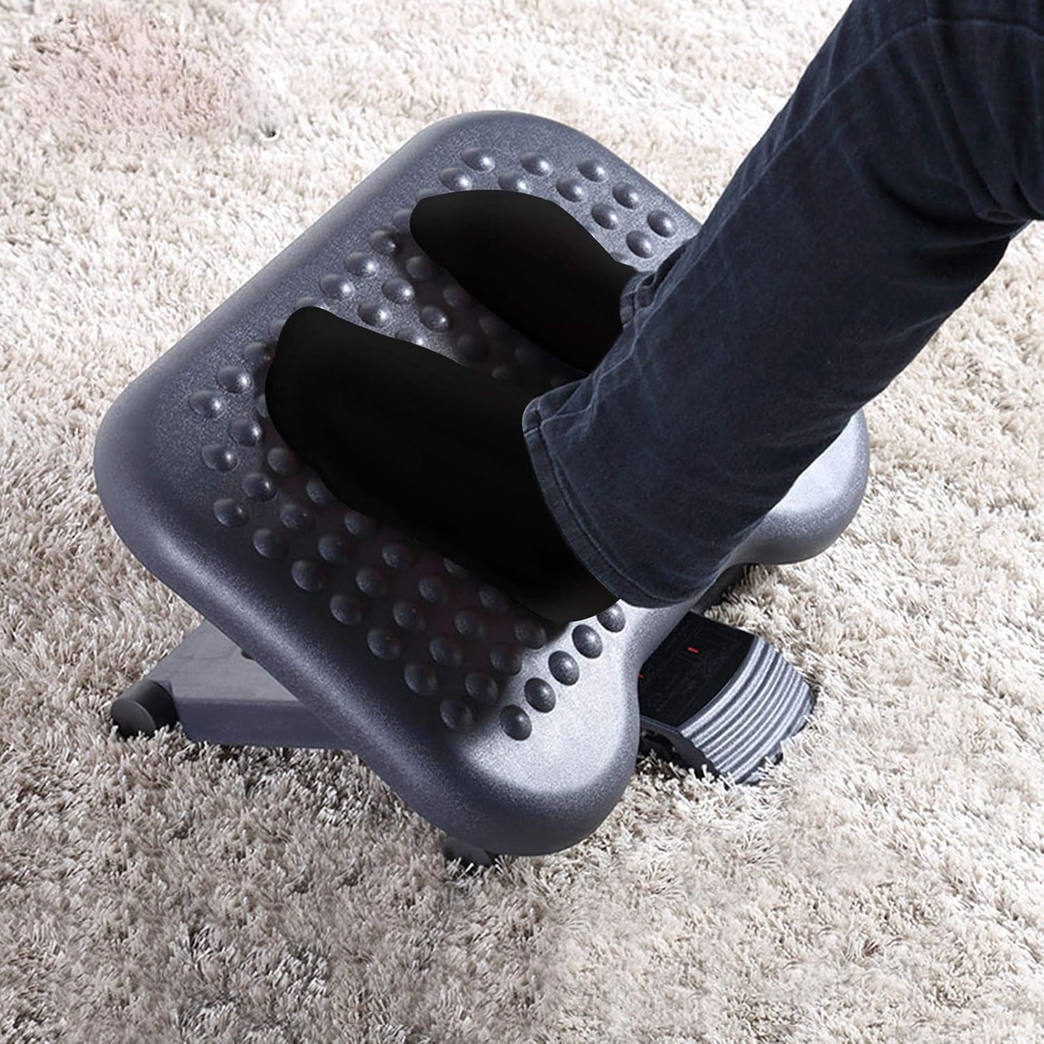 HOMCOM Footrest Adjustable Height & Angle Tilting Platform Home Office ...