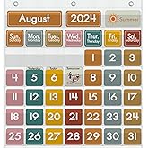 Amazon.com: POSLIUE Boho Calendar Pocket Chart with 90 Cards, Pocket ...