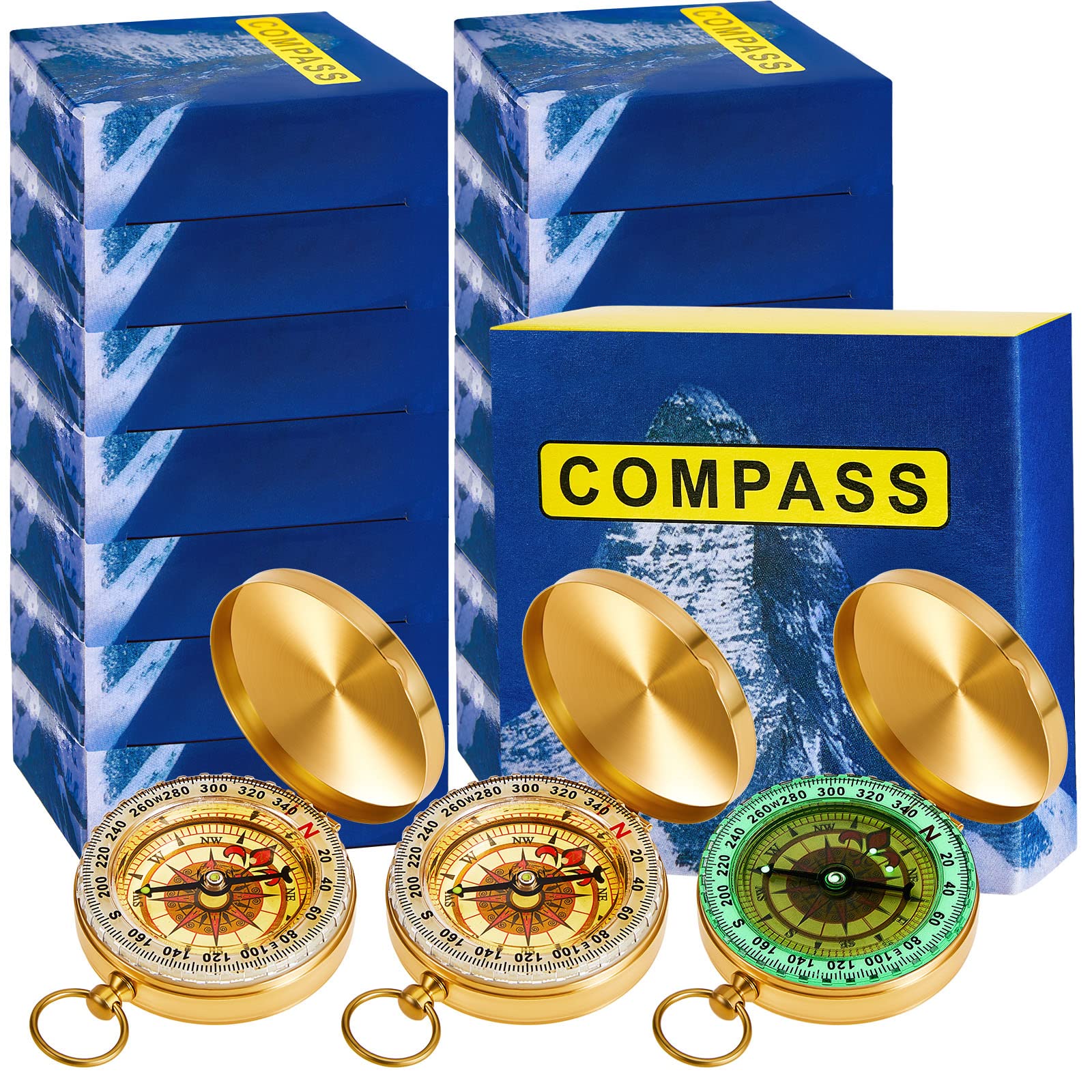 Dunzy 24 Pcs Camping Survival Compass Kids Compass Glow in The Dark ...
