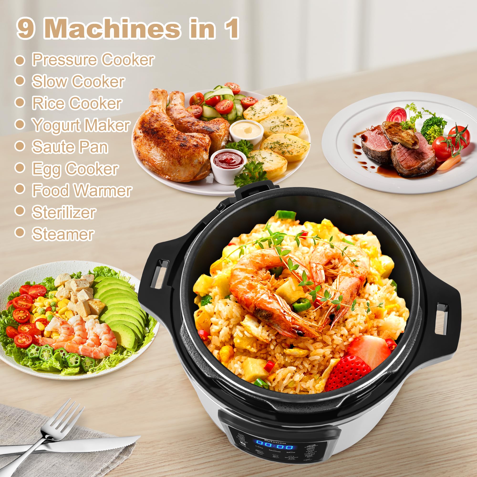 Mua Electric Pressure Cooker: 6 Quart 9-in-1 Multi-Functional Built-in ...