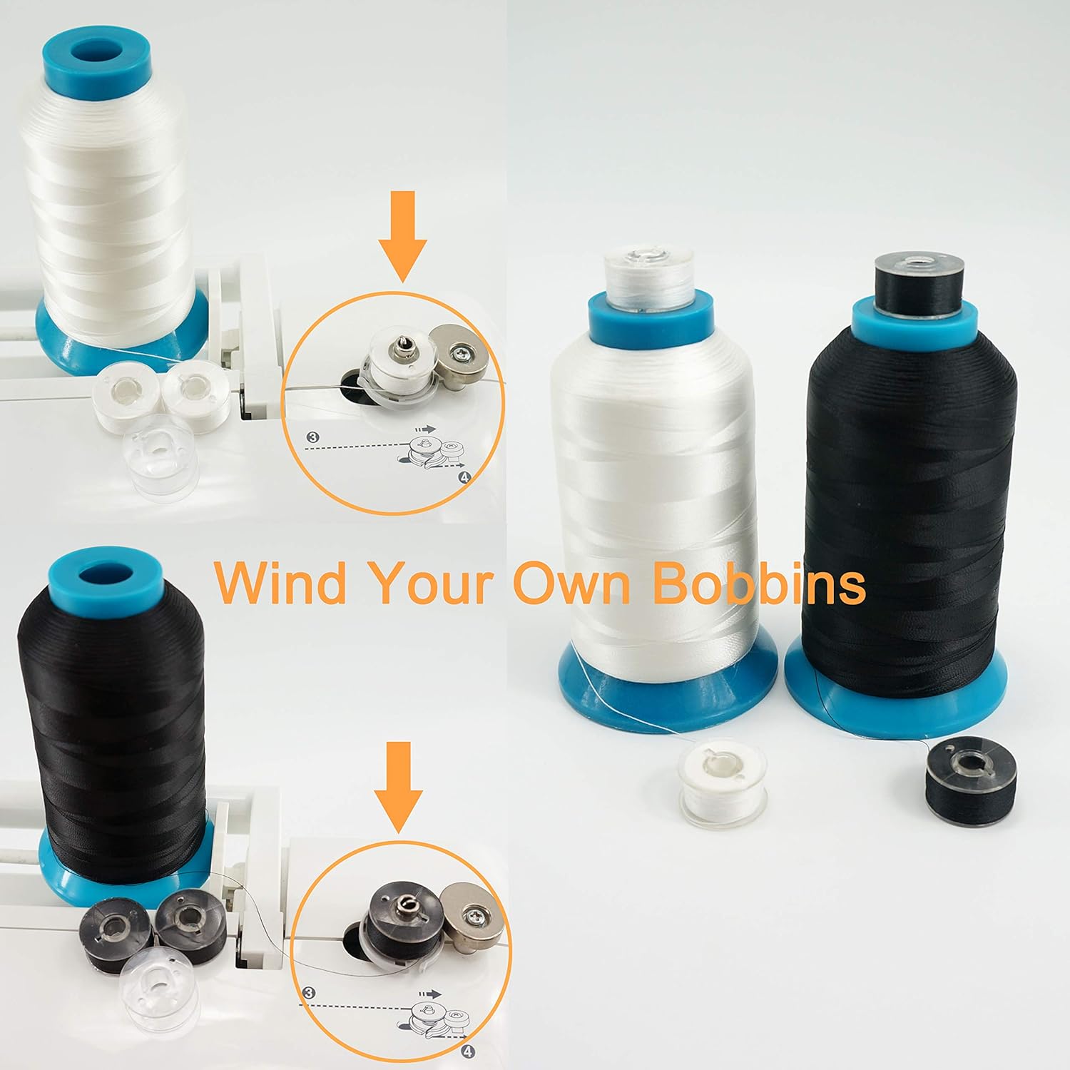 New brothread Set of 2 White Huge Spool 5000M (5500Y) Bobbin Thread for ...