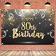 Amazon.com: HAMIGAR 6x4ft Happy 80th Birthday Giltter Shinning Banner Backdrop - 80 Years Old ...