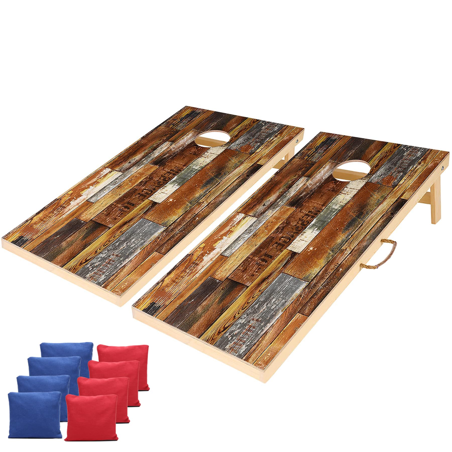 Shevvi Solid Wood Cornhole Boards 4' x 2' Regulation Size, Both Sides ...