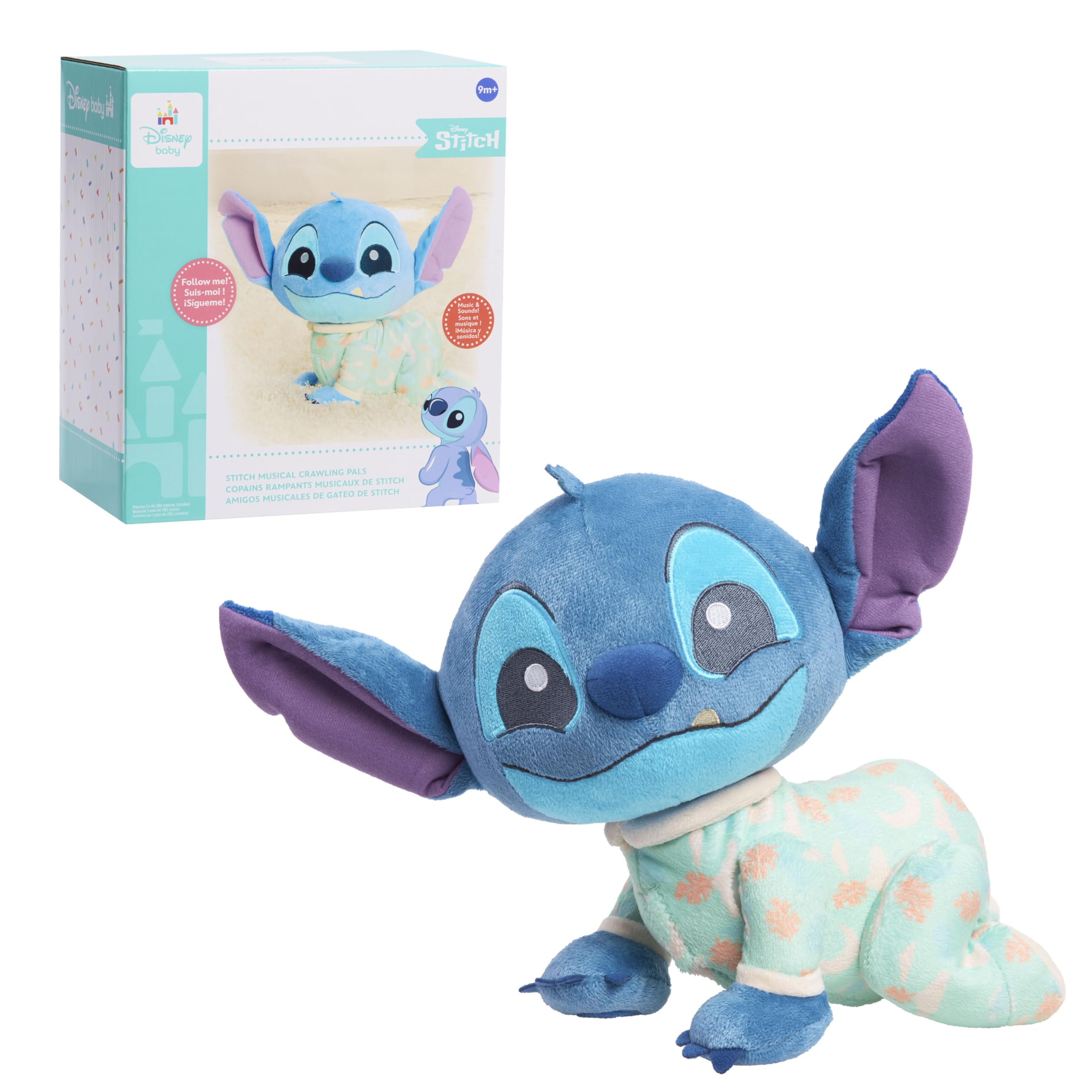 Just Play Disney Baby Musical Crawling Pal Stitch Plush Toy, Kids Toys ...