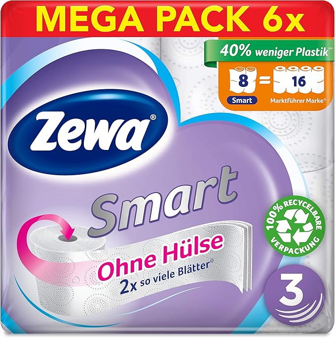 Zewa Dry Smart Toilet Paper Pack of 48: Amazon.co.uk: Health & Personal ...