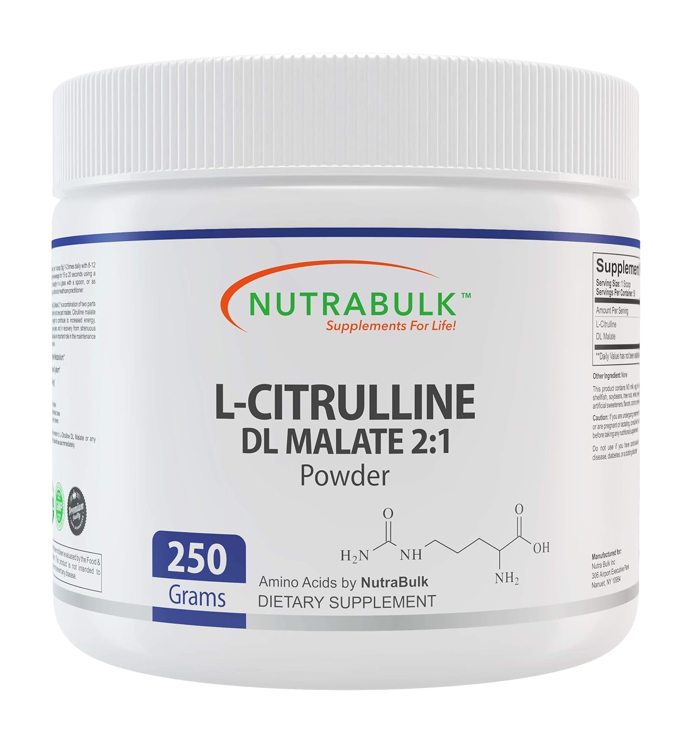NutraBulk L-Citrulline DL-Malate 2:1 Powder 250 Gram - DailyNutriPlus LLC
