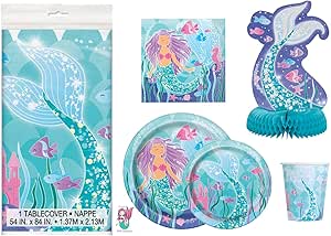 Amazon.com: Mermaid Deluxe Birthday Party Supplies Pack - Serves 16 ...