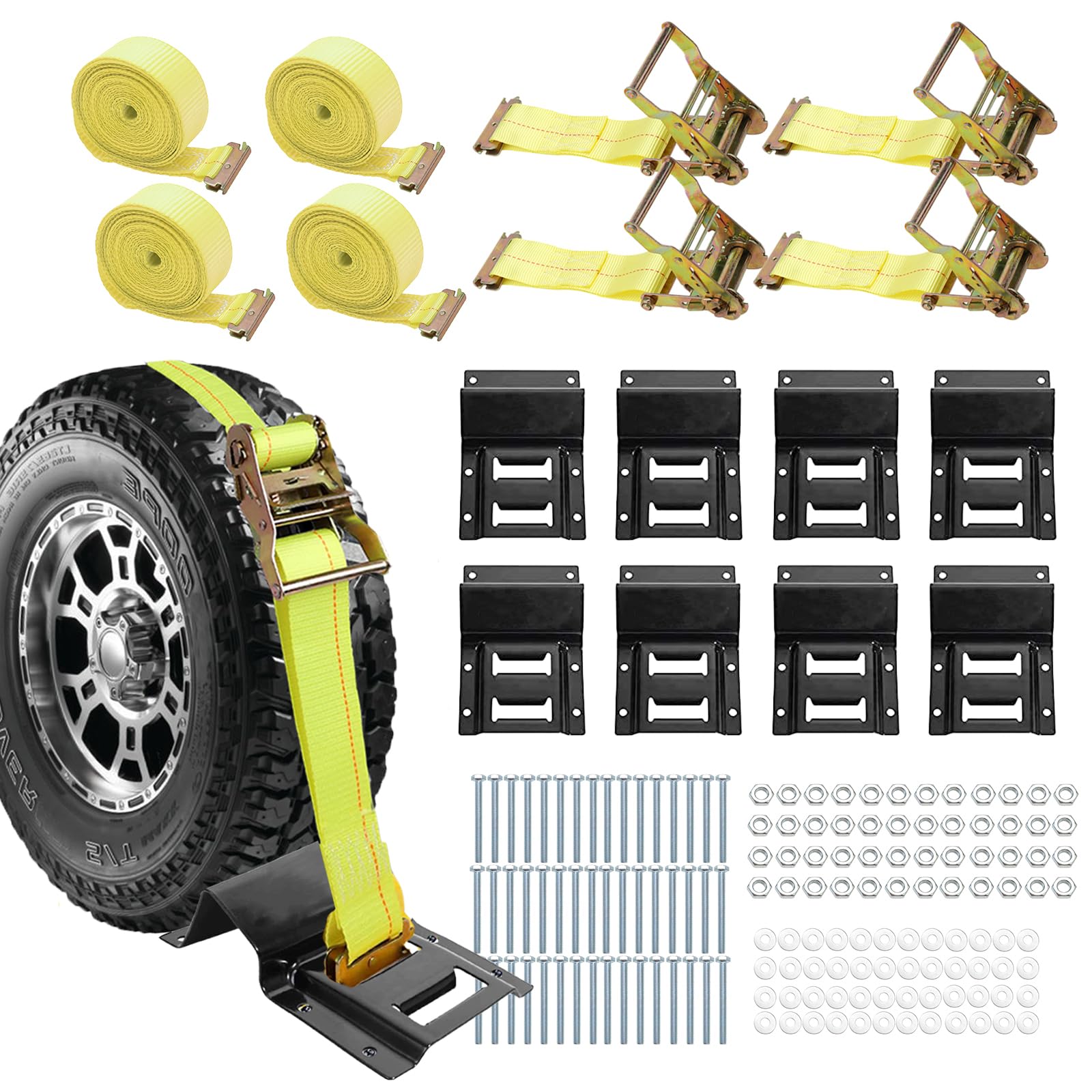 ATV Tie Down Kit Wheel Chock Tie Down Kit – Heavy Duty ATV/UTV Trailer ...