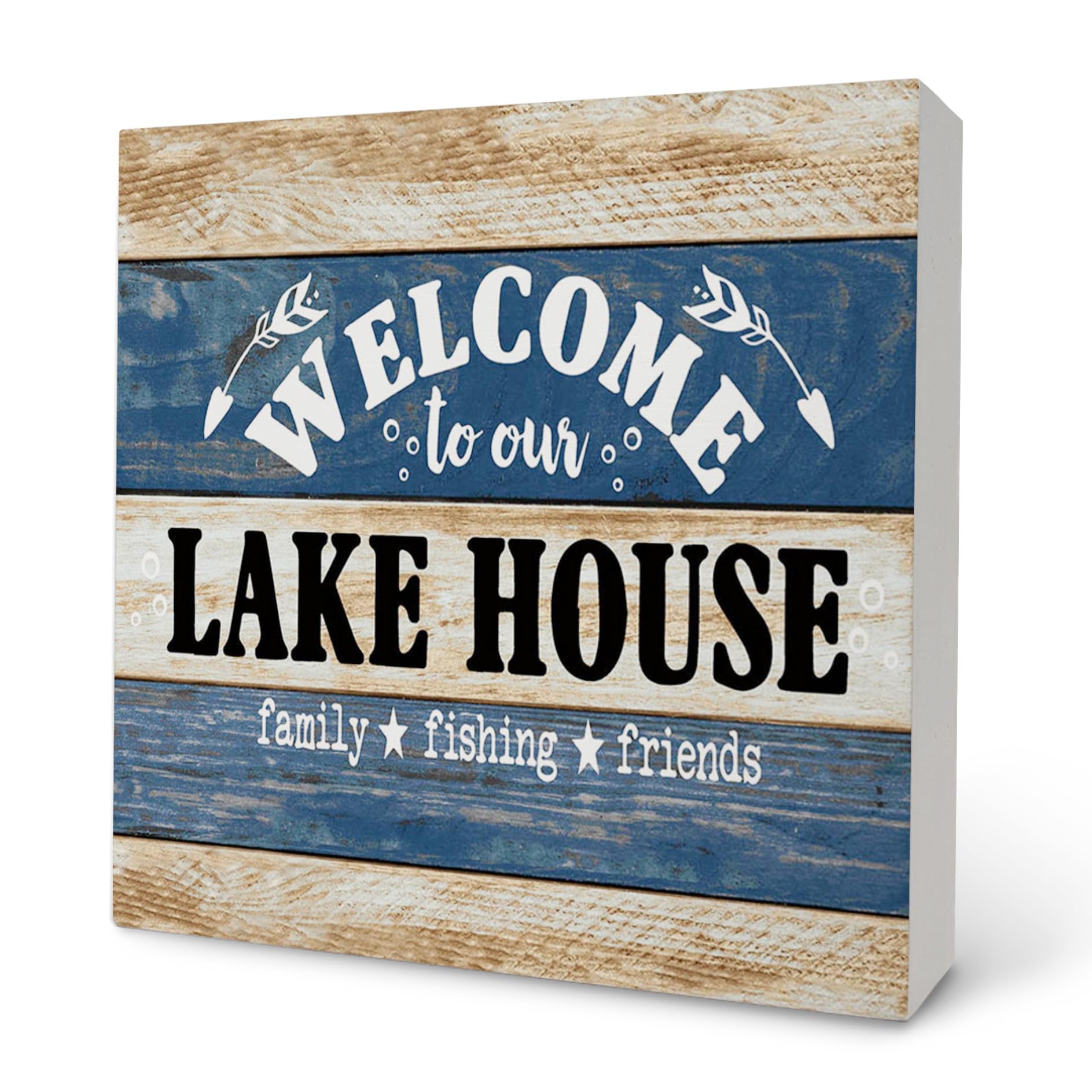 Knibeo Lake House Welcome Sign - 5x5 Wooden Sign, Lake House Decor ...