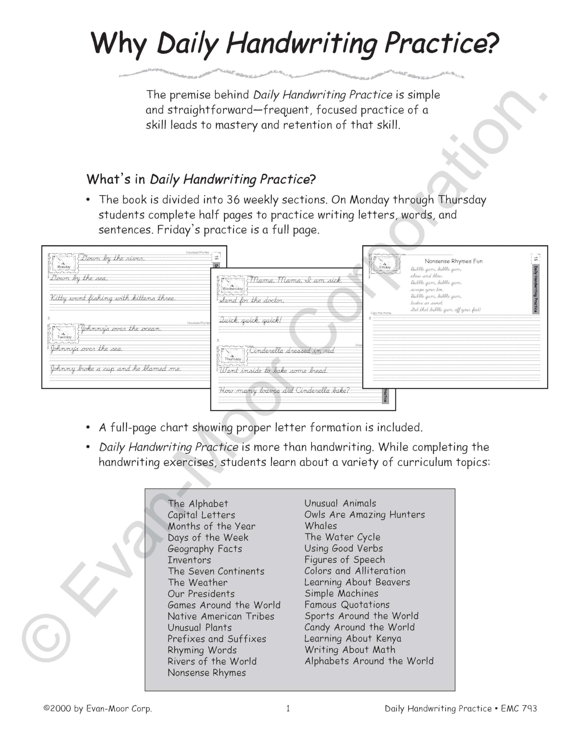 Mua Evan-Moor Daily Handwriting Practice Contemporary Cursive ...
