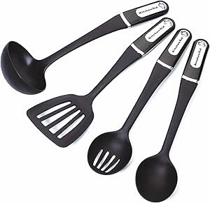 Amazon.com: KitchenAid Cooks 4-piece Culinary Utensil Set, Black ...