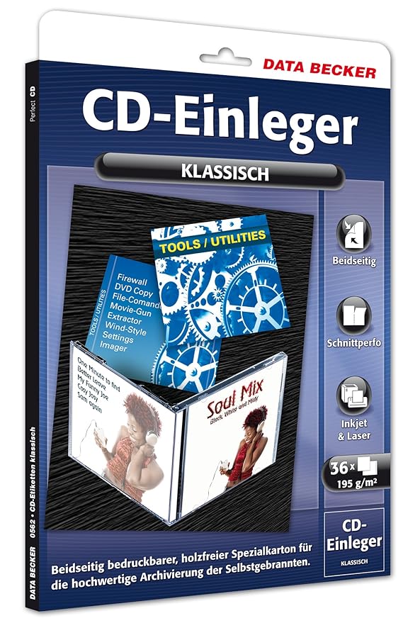 Data Becker CD-Einleger klassisch - Etiquetas de Impresora (Papel ...