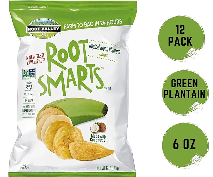 Amazon.com: Root Smarts Tropical Green Plantain Chips Non Gmo Chips ...