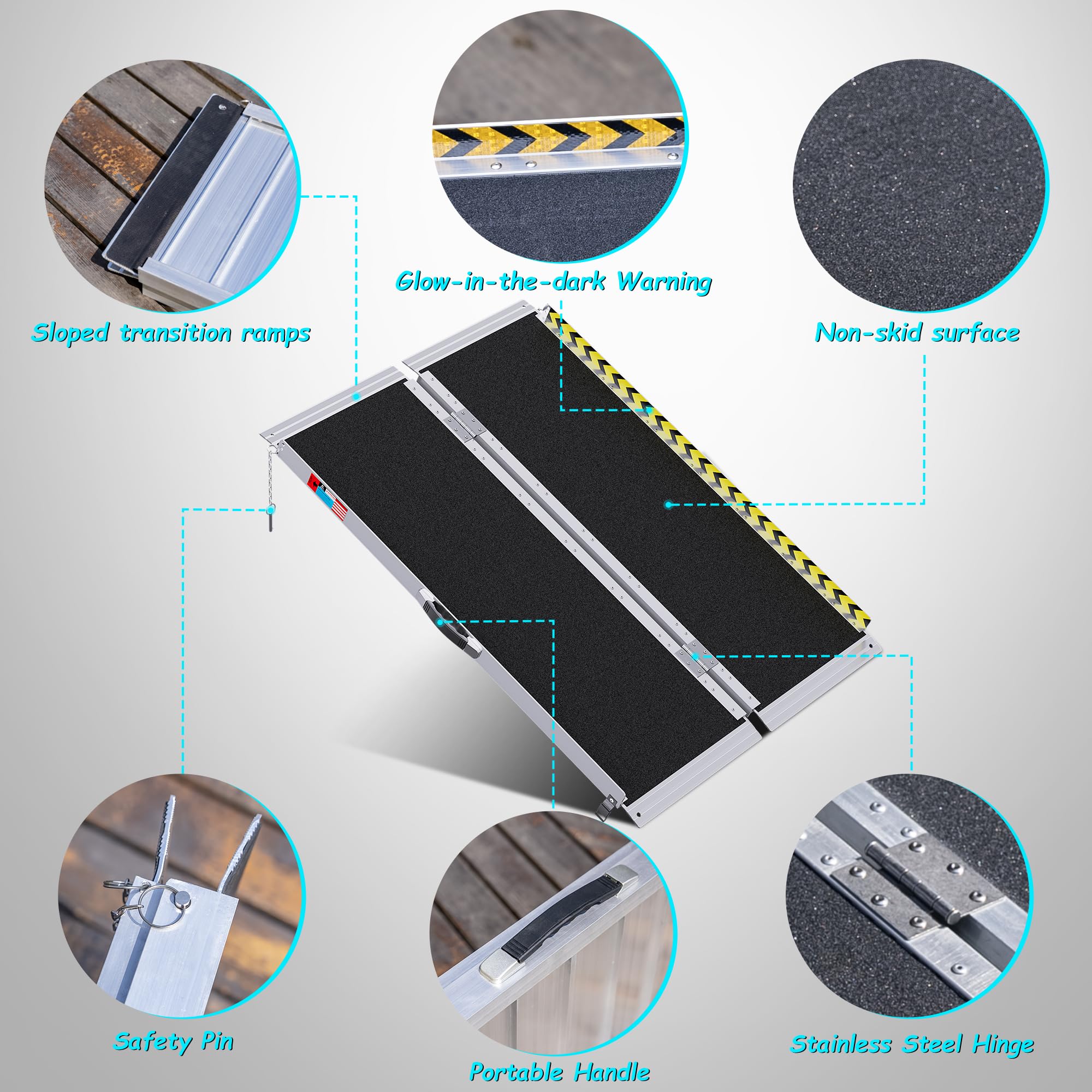 Mua Portable Wheelchair Ramp 4FT, Anti-slip Aluminum Folding Portable ...