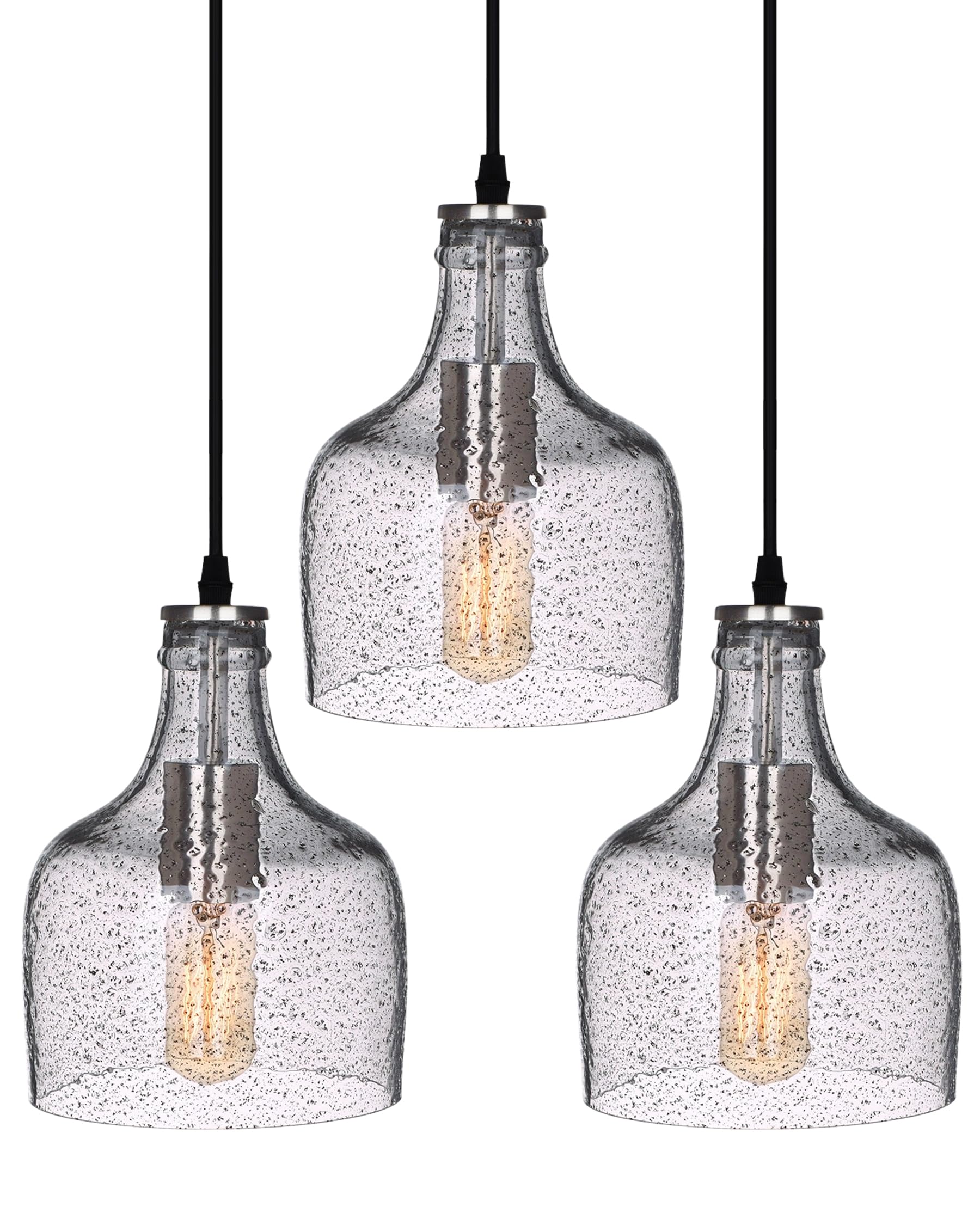 CASAMOTION Pendant Lighting Kitchen Island Hand Blown Marble Clear ...