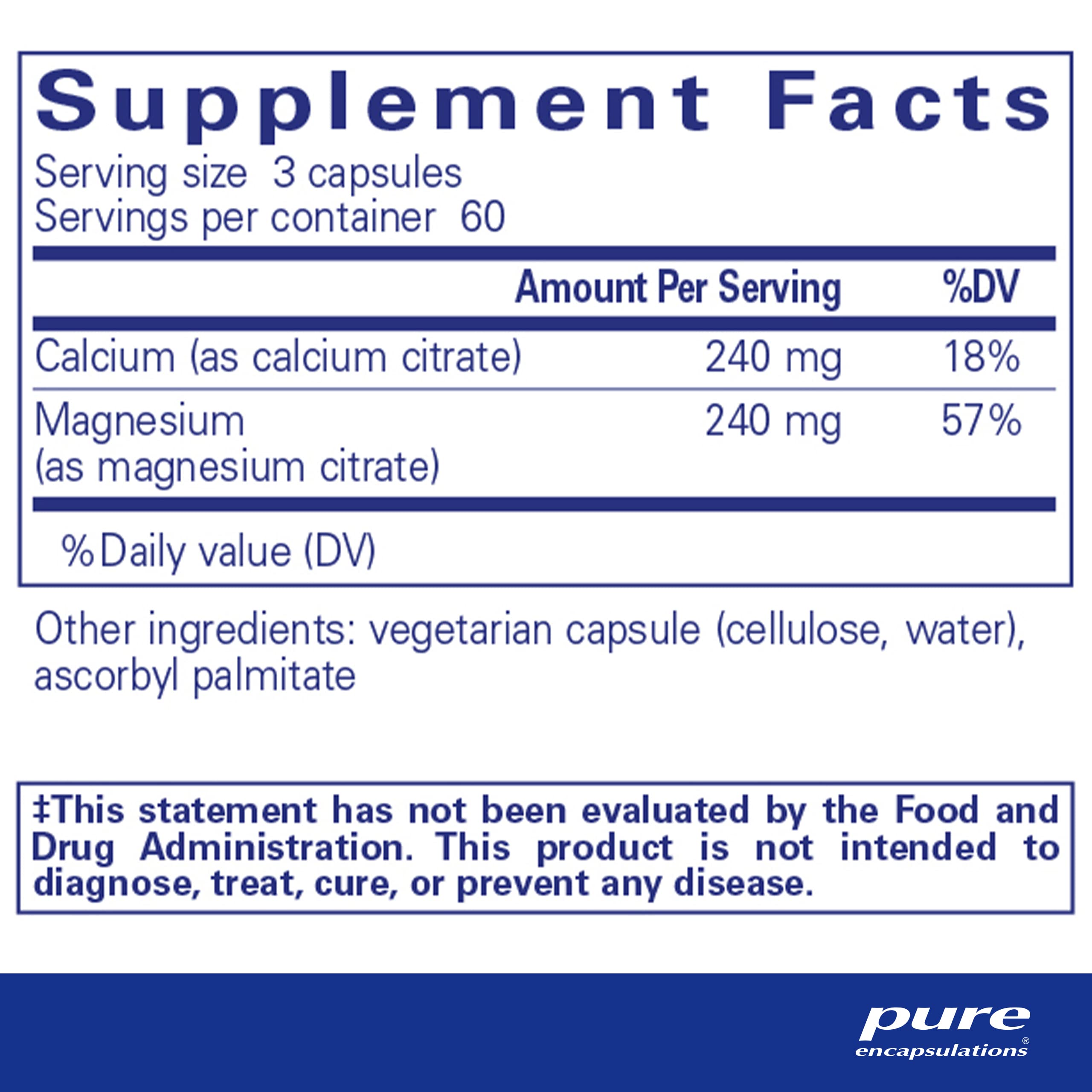Mua Pure Encapsulations Calcium Magnesium (Citrate) - 240 g Calcium ...