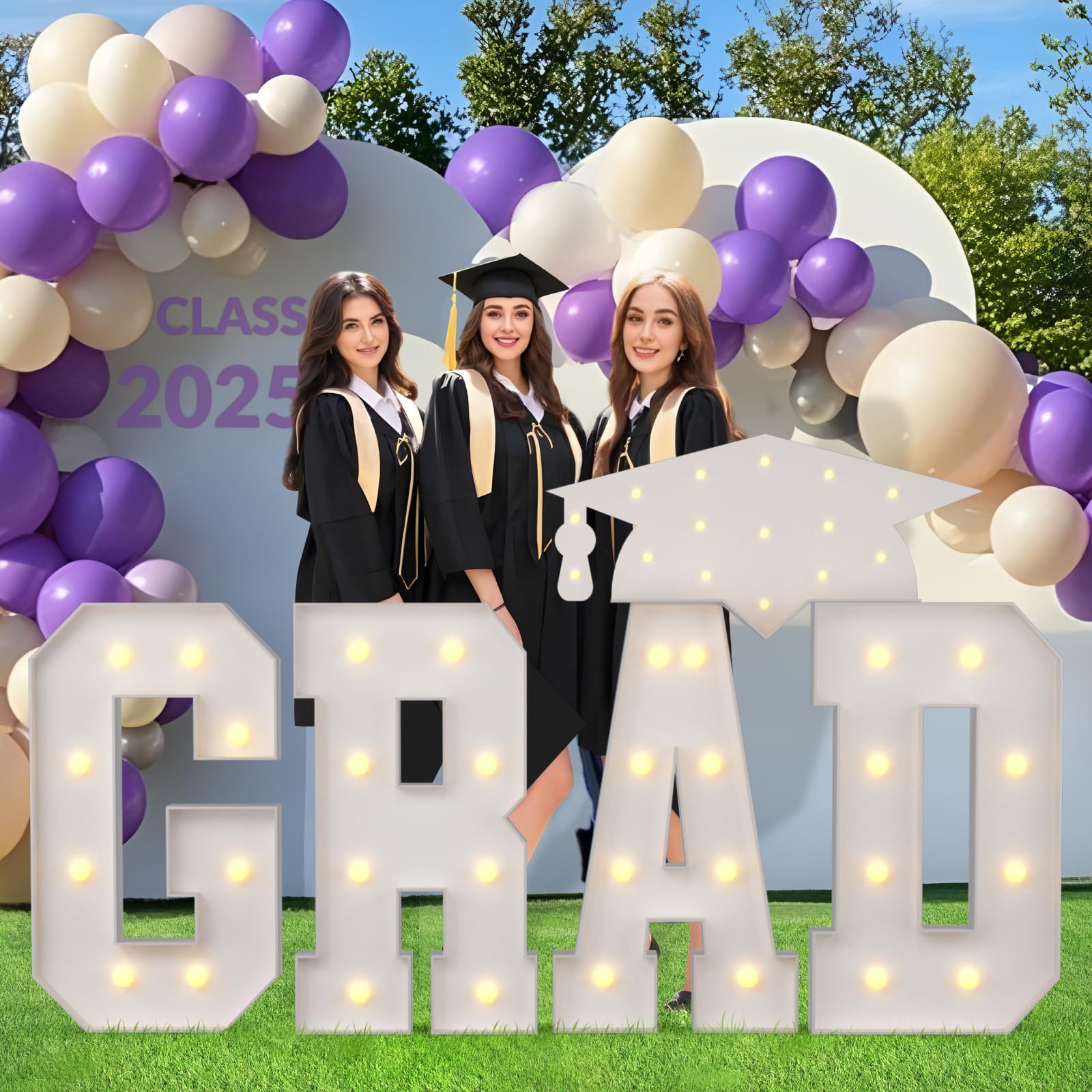 JoyMuse Graduation Decorations 2025, GRAD Marquee Letters 3 Feet Tall ...