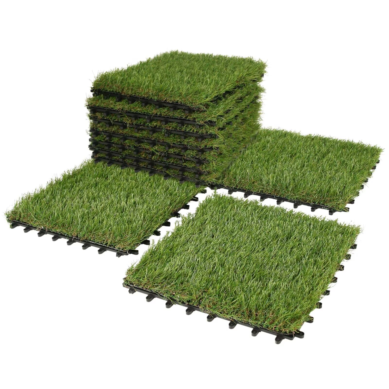 XLX TURF Artificial Grass Turf Tiles Interlocking Set 12 Pieces, Square ...