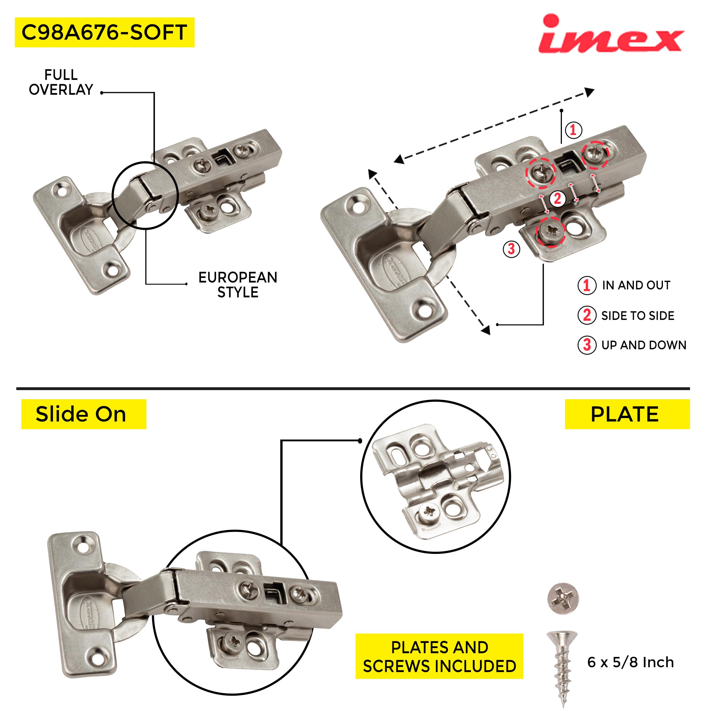 Mua IMEX - Cabinet Door & Kitchen Hinges - Soft Close & Slide On - Full ...
