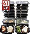 Amazon.com: [20 Pack] 32 Oz. 2 Compartment Food Containers Durable BPA ...