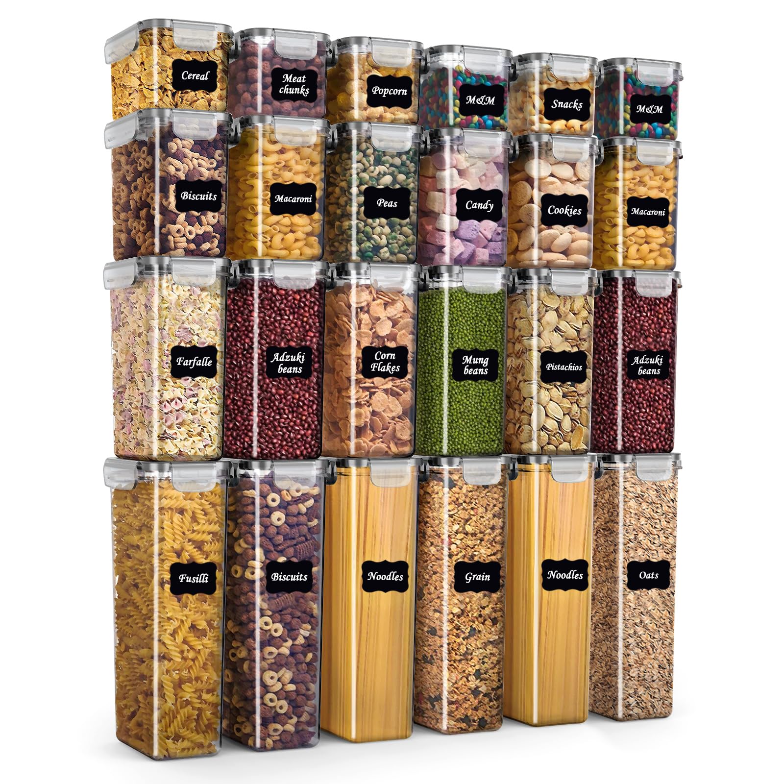 Airtight Plastic Food Storage Containers with Lids, 24 PCS Plastic ...