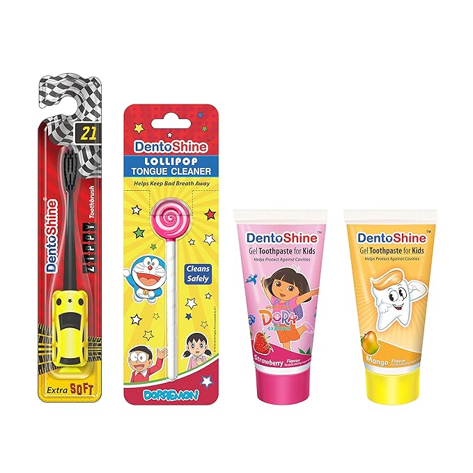 DentoShine Oral Care Combo Ages 3+ (ZIPPY Toothbrush for Kids ...