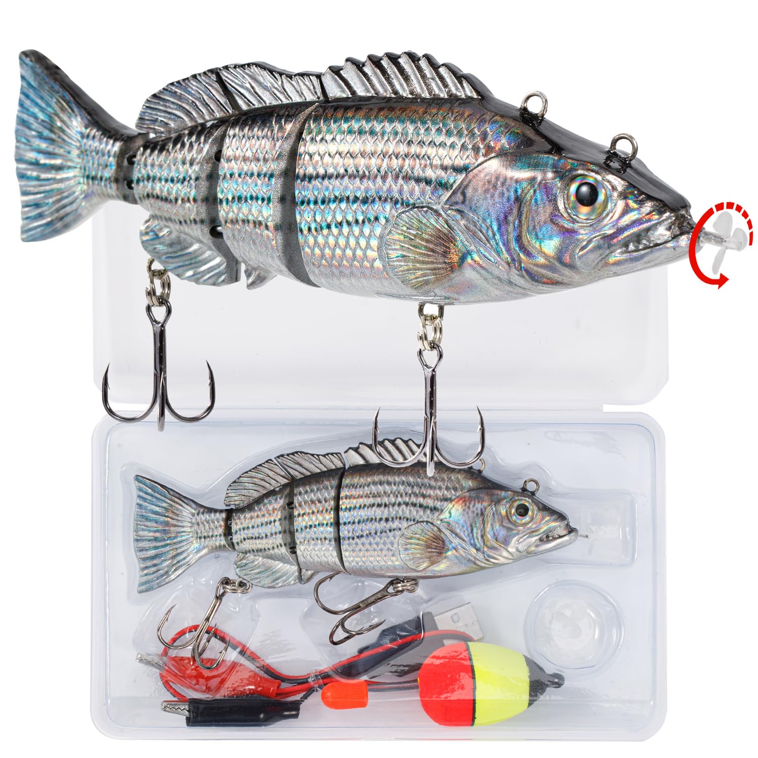 Robotic Swimming Lure 5.1” Electric Fishing Lure 4 Segment Jointed ...