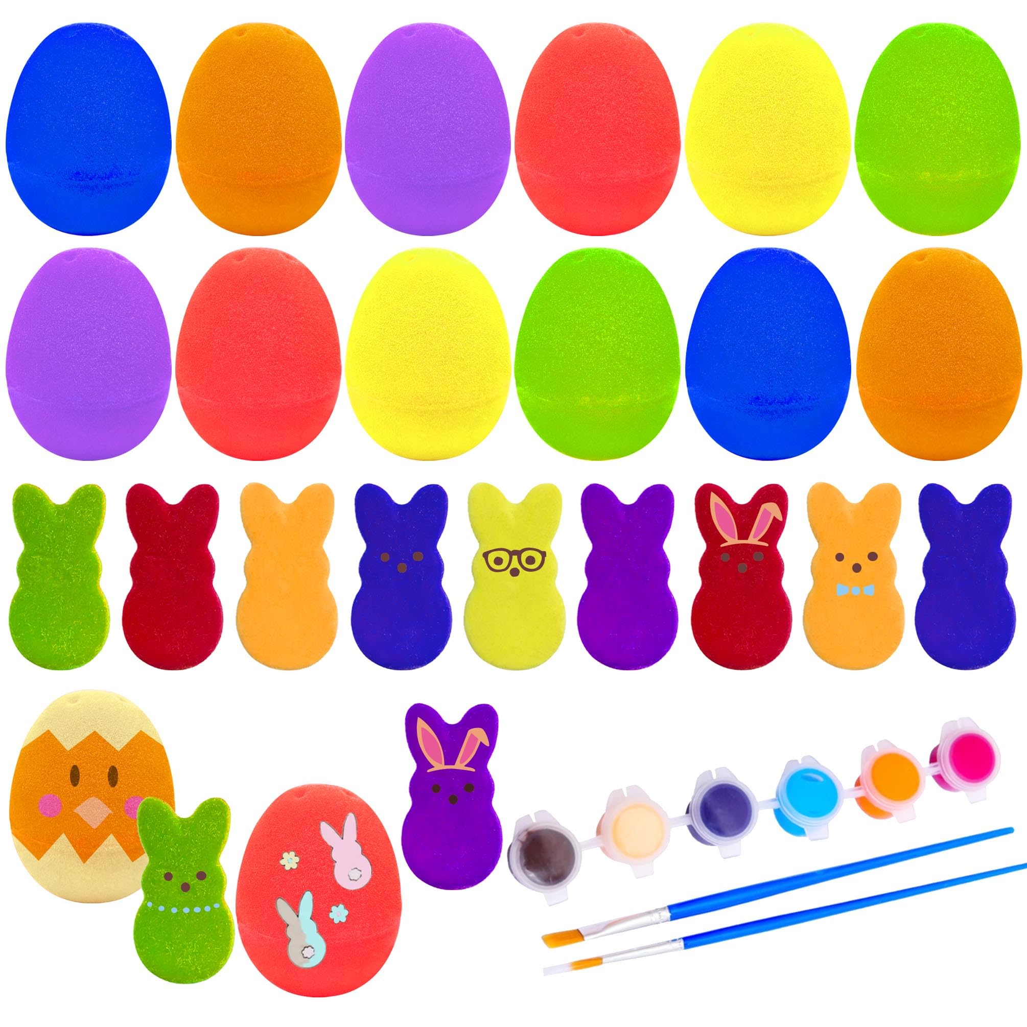 Holydeck 12 Pack Easter Eggs with Bunny Toys Inside DIY Paint Brush ...